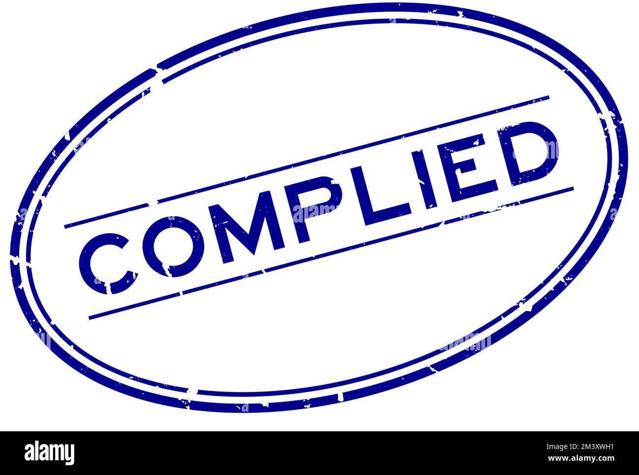 Grunge blue complied word oval rubber seal stamp on white background Stock Vector Image & Art ...