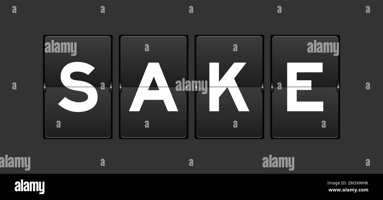 Black color analog flip board with word sake on gray background Stock ...