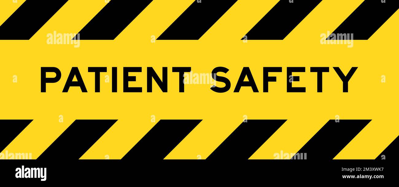 Yellow and black color with line striped label banner with word patient ...