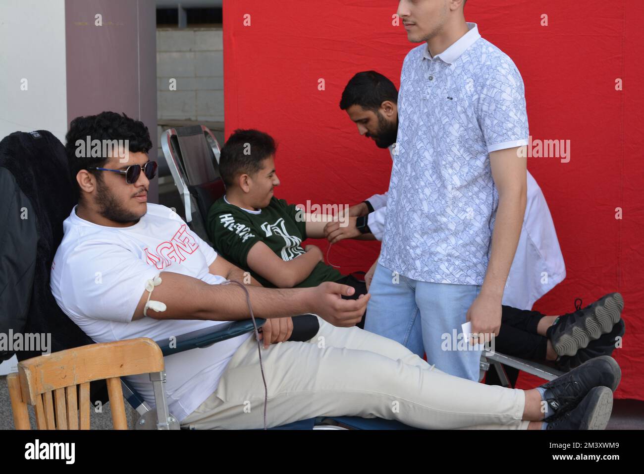 Cairo, Egypt, December 15 2022: blood volunteer donor during a blood ...