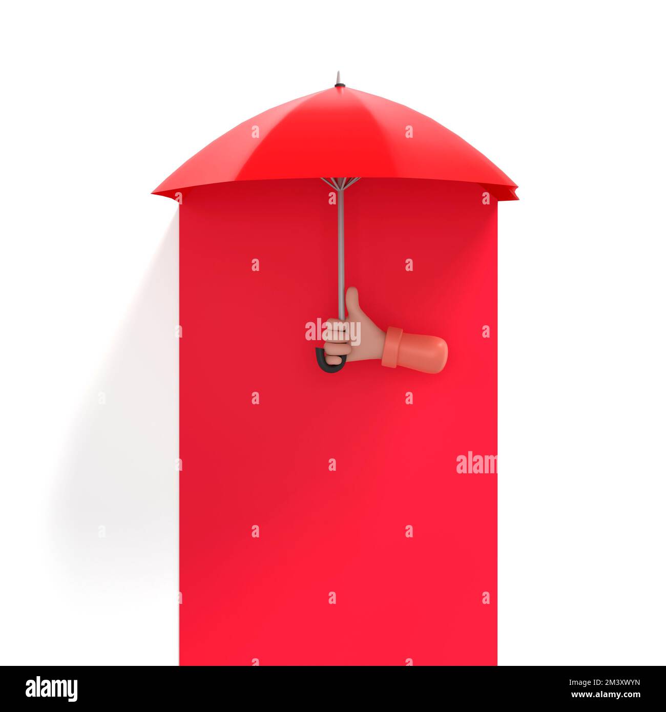 3D. hand holding stylish red umbrella on white background Stock Photo ...