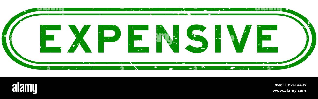 Grunge green expensive word rubber seal stamp on white background Stock ...