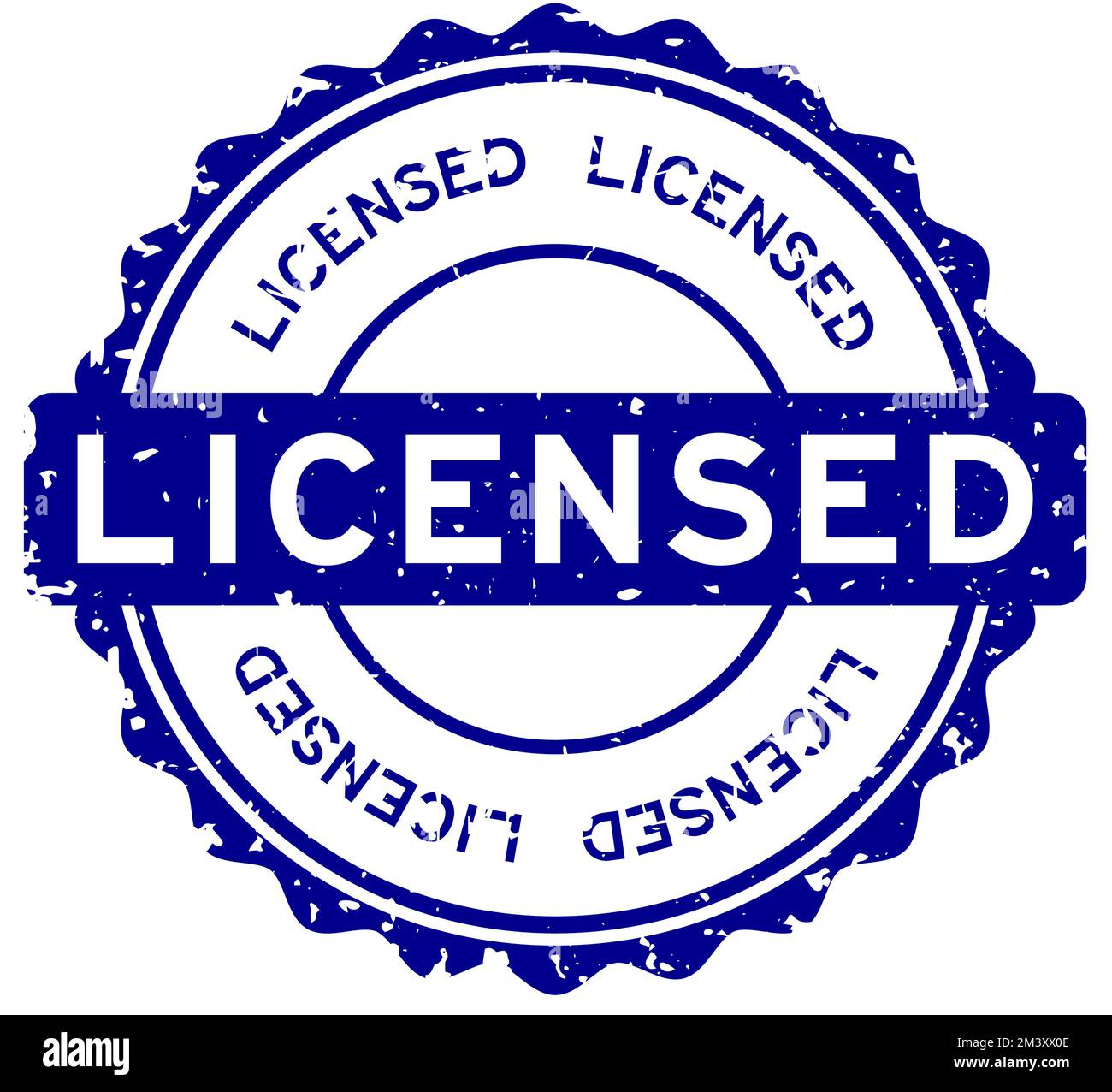 Grunge blue licensed word round rubber seal stamp on white background Stock Vector Image & Art ...