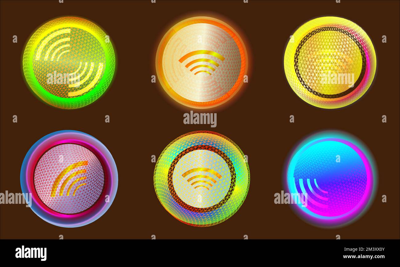 Collection of icon Wi-fi buttons push internet communication network ...