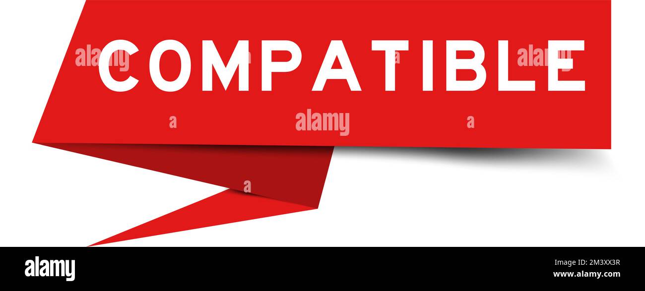 Red color speech banner with word compatible on white background Stock ...