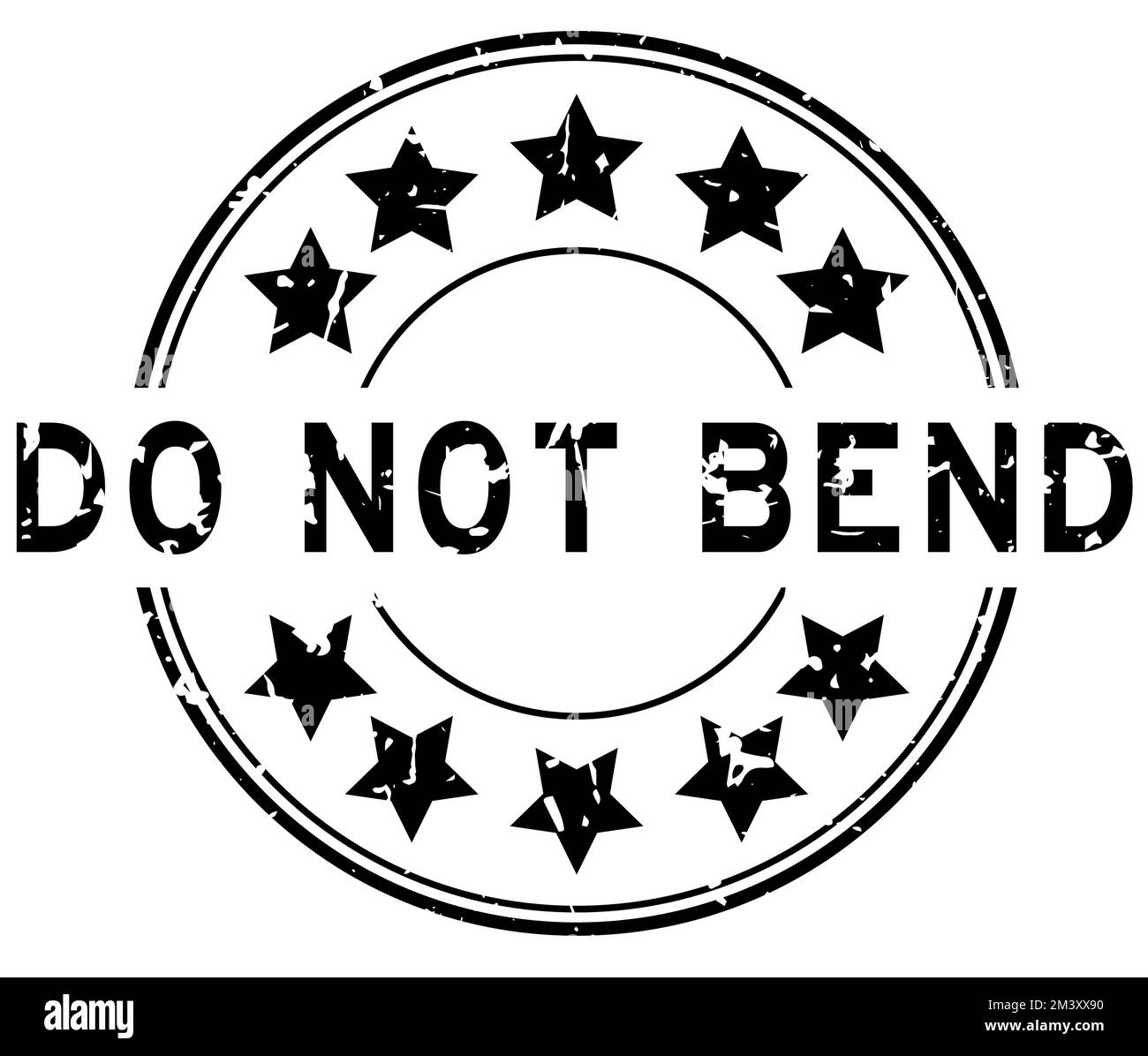 Grunge black do not bend word with star icon round rubber seal stamp on ...