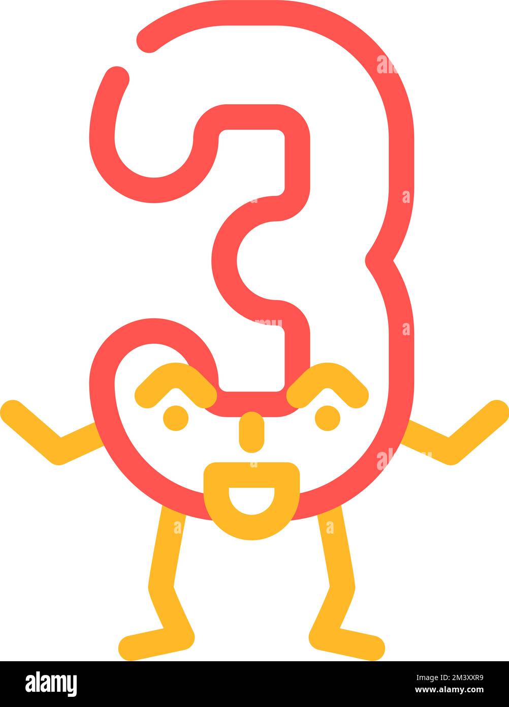 three number character color icon vector illustration Stock Vector ...