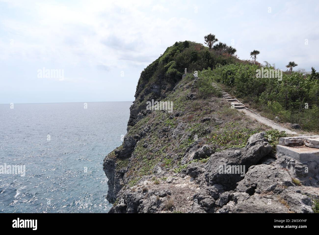 A rocky cliff with a view on the sea on a sunny day in summer Stock ...