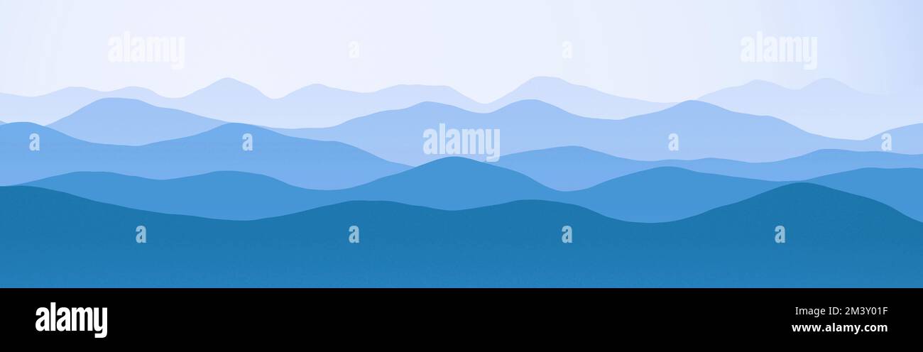 artistic wide angle of mountains peaks in mist computer graphics ...