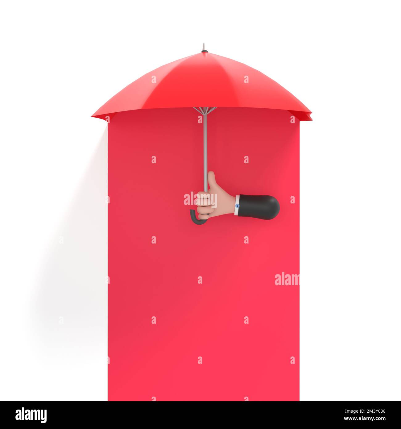 3D. hand holding stylish red umbrella on white background Stock Photo ...