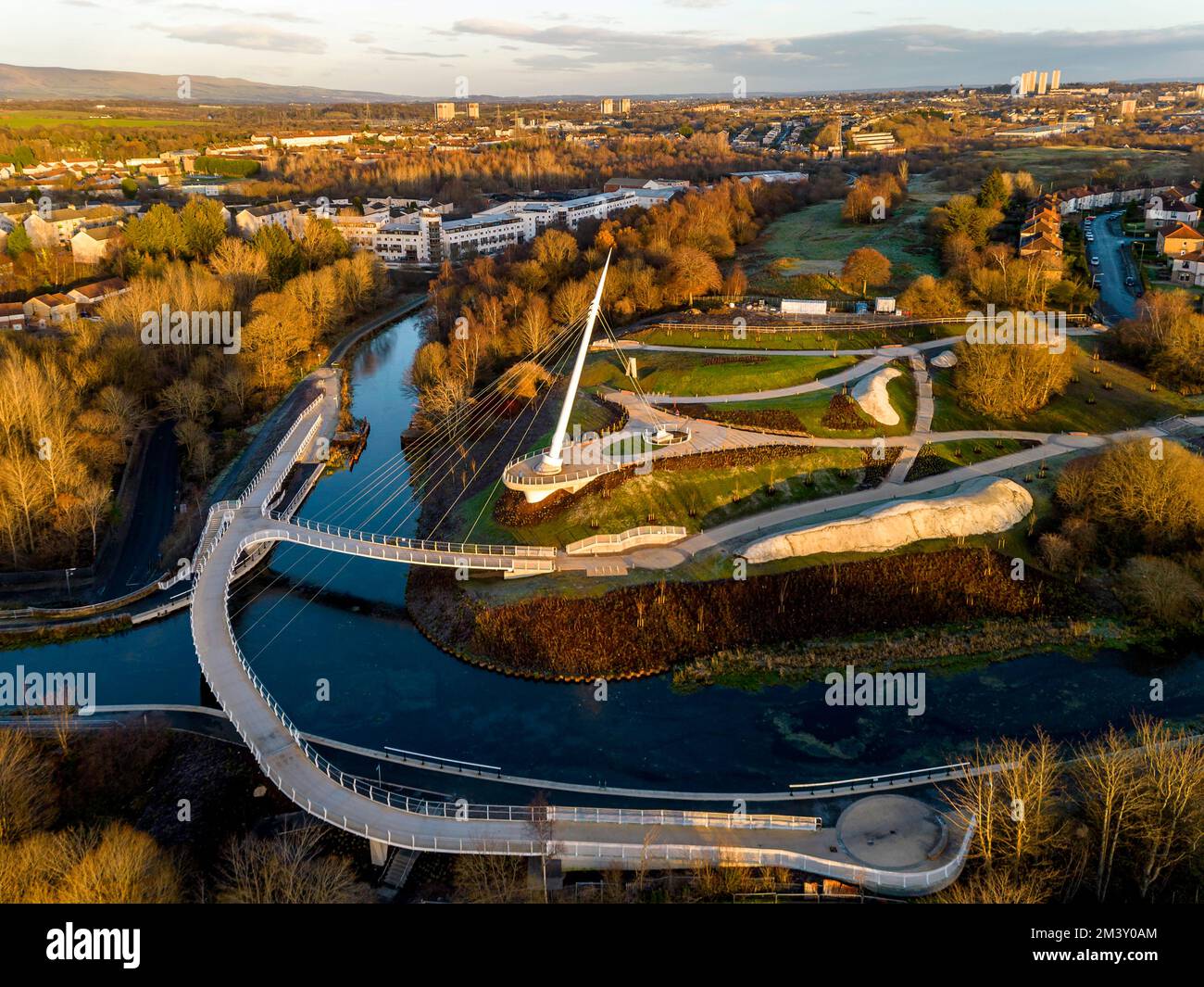 Stockingfield Bridge Park by the Forth & Clyde Canal, Glasgow, Scotland ...