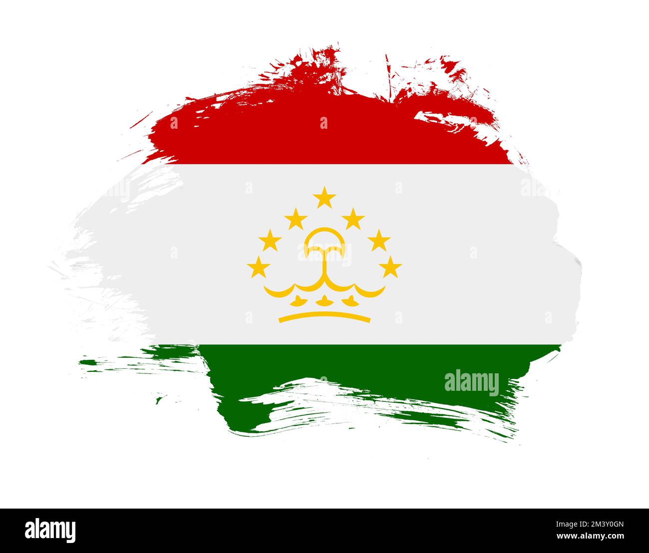 Tajikistan flag painted on minimal brush stroke background Stock Photo ...