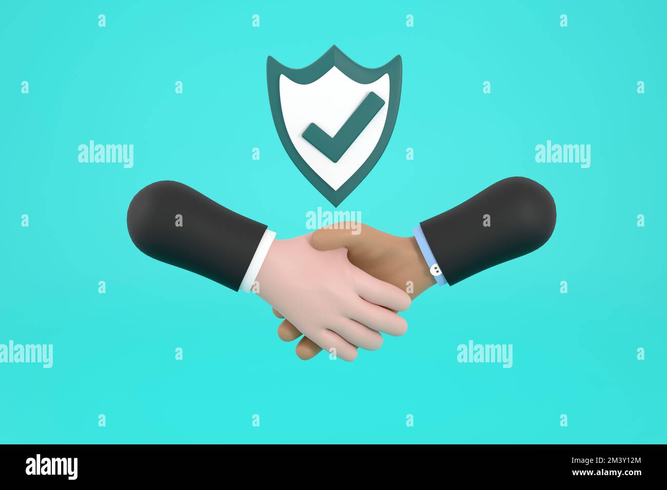 3D. Trust icon. Handshake icon. Partnership and agreement symbol. Trust ...