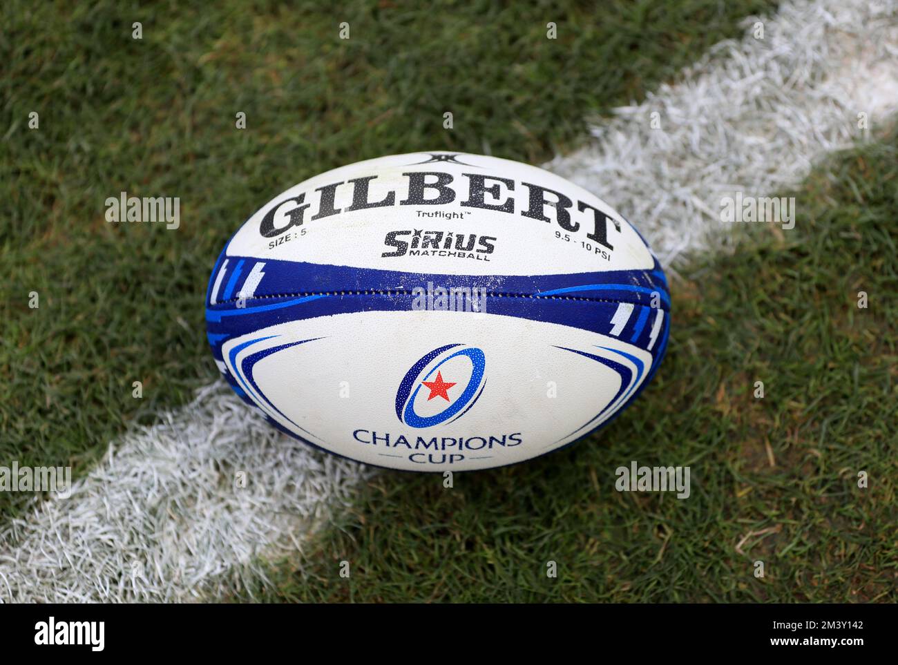 A general view of a Gilbert match ball during the Heineken Champions ...