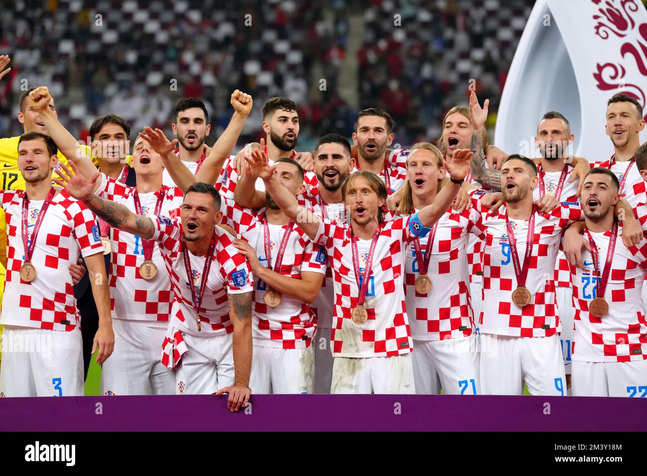 Croatia players celebrate with their medals after winning the FIFA ...