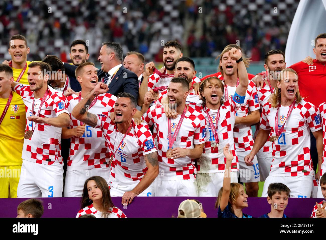 Croatia players celebrate with their medals after winning the FIFA ...