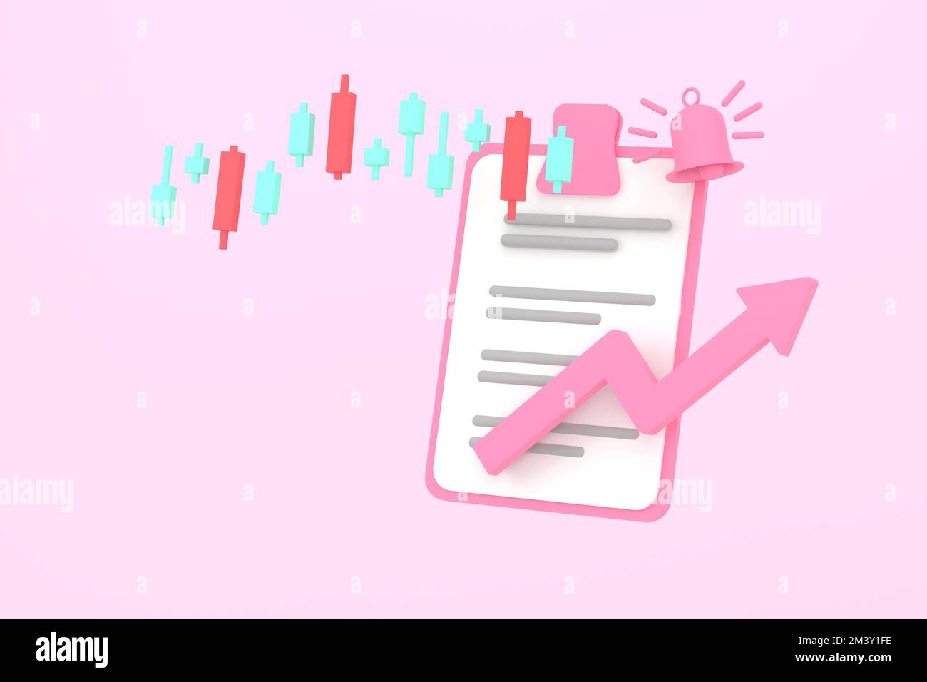 3D. Clipboard and bell to success business concept Stock Photo - Alamy