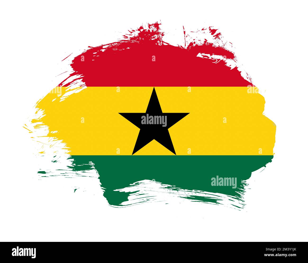 Ghana flag painted on minimal brush stroke background Stock Photo - Alamy