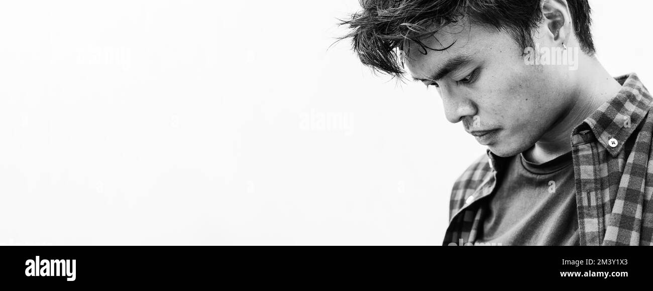 Horizontal banner with close up of asian guy - Asian young male looking ...