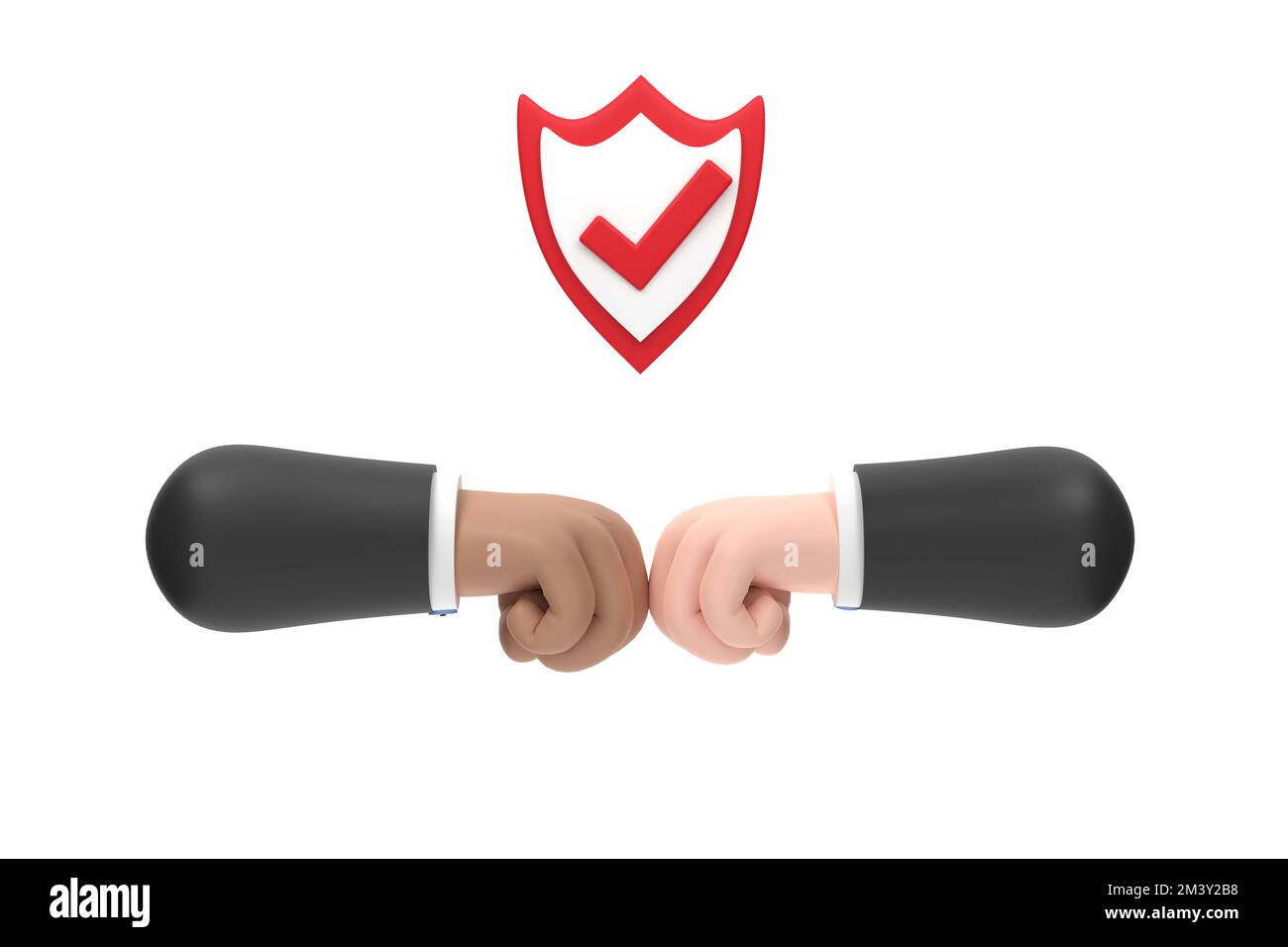 3D. close up of businessman a fist cartoon bump against isolated Stock ...