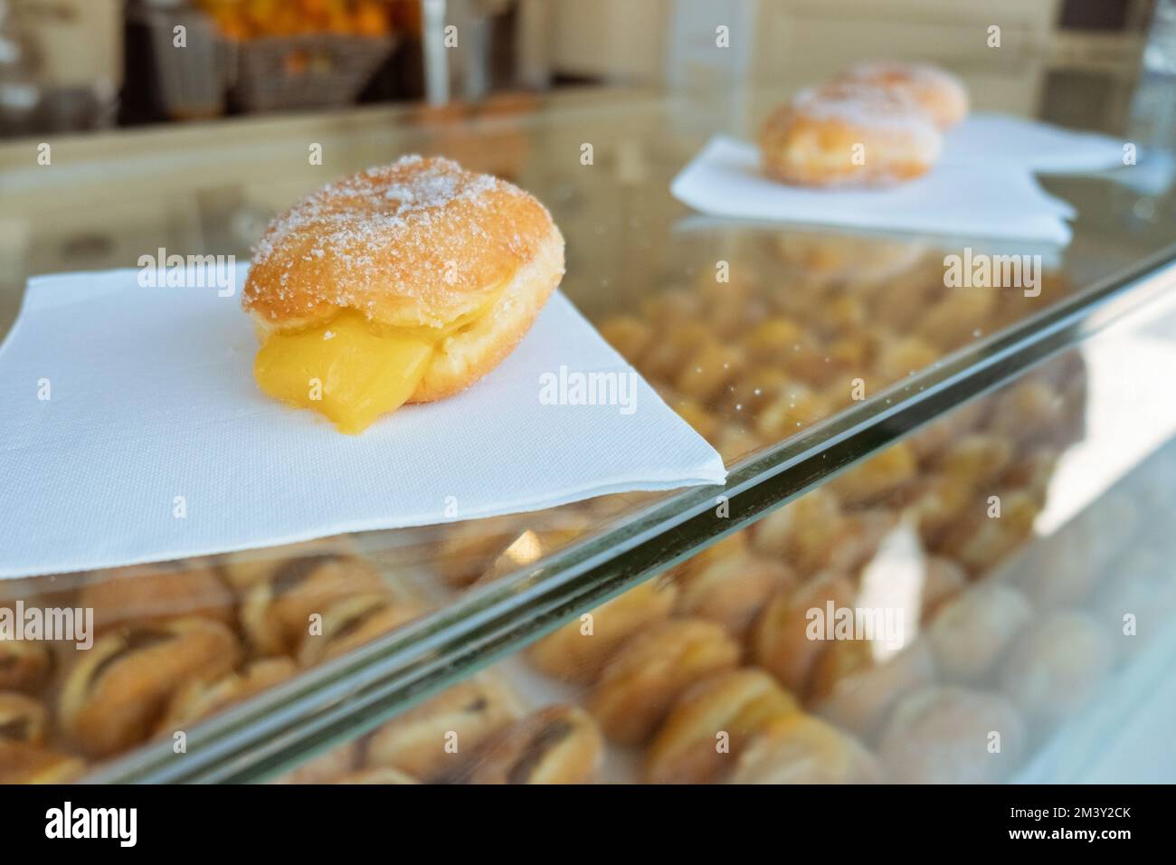 Bread with cream, known as berlin ball, donut without a hole or bakery ...
