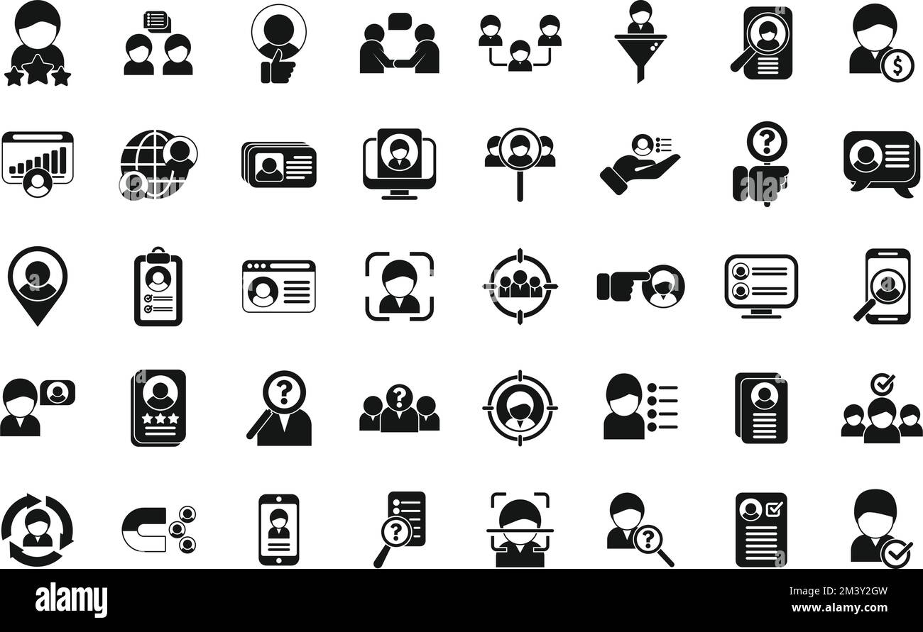 Know your client icons set simple vector. Card cms. Data customer Stock Vector Image & Art - Alamy