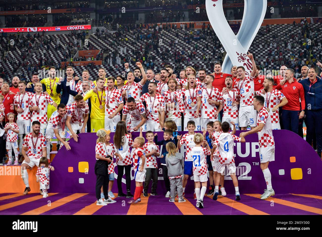 DOHA, QATAR - DECEMBER 17: Dominik Livakovic of Croatia, Josip Stanisic ...