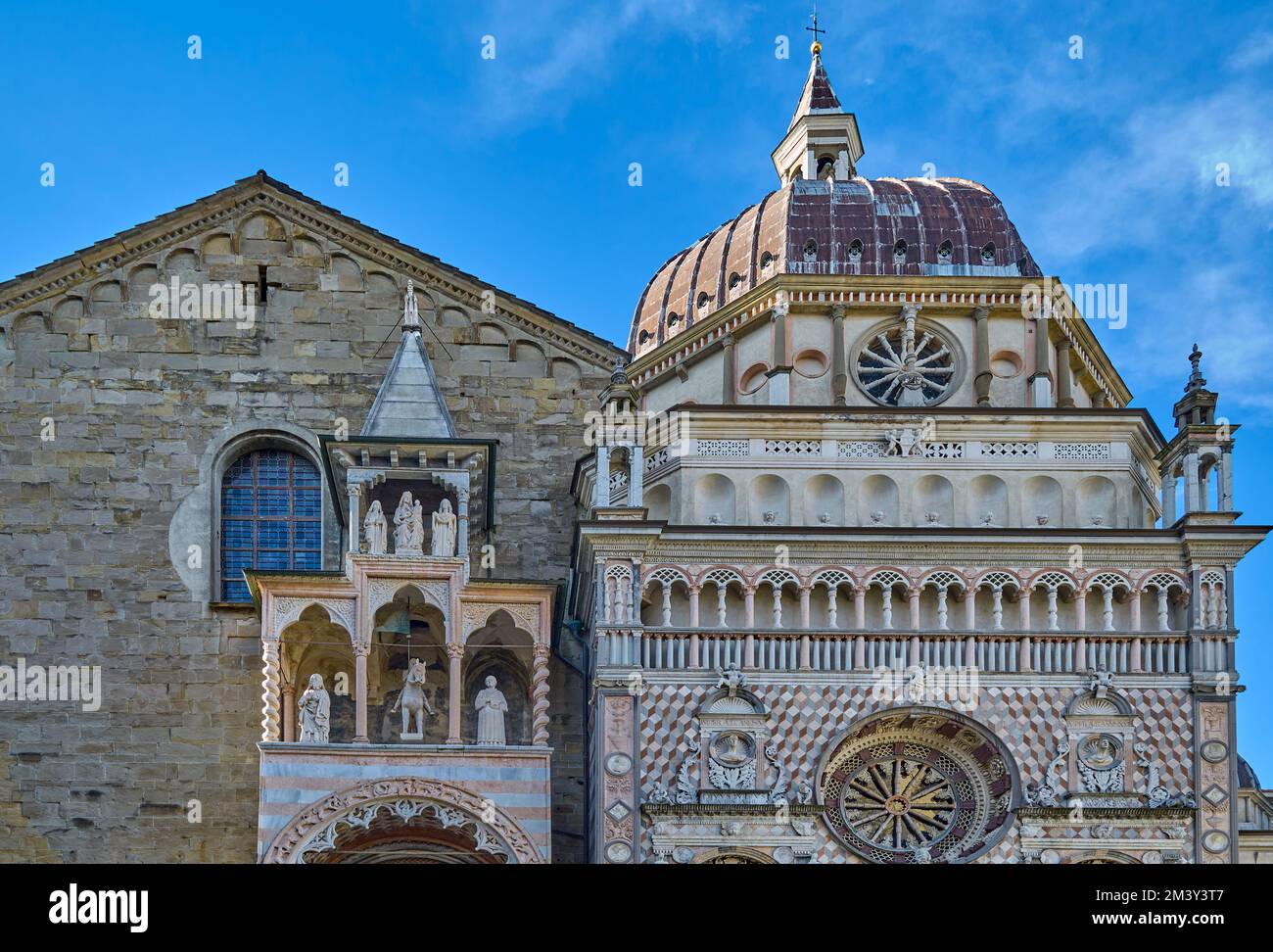 Bergamo, Italy, the upper facade of the Santa Maria Maggiore basilca ...