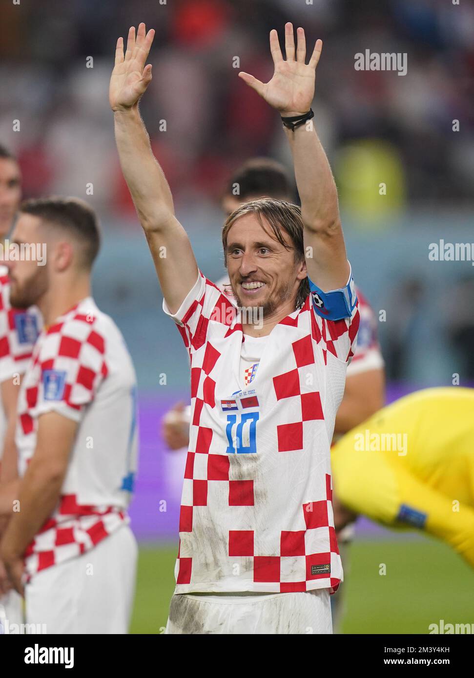 Croatia's Luka Modric waves to the crowd after the FIFA World Cup third ...