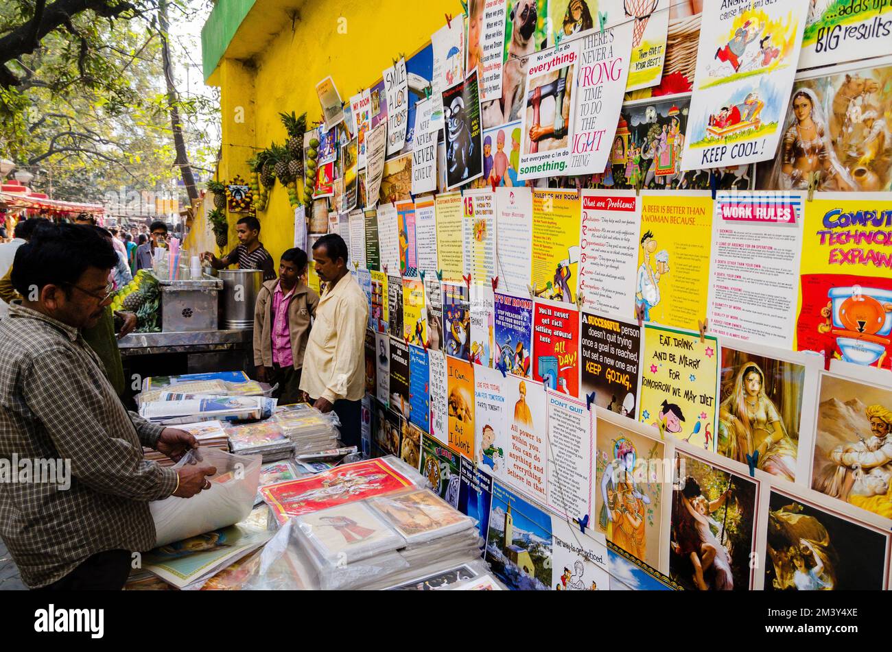 Different posters and pictures of Gods get sold in the streets Stock ...