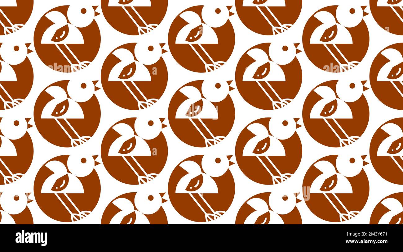 Abstract geometry seamless pattern with cartoon birds, vector quality ...