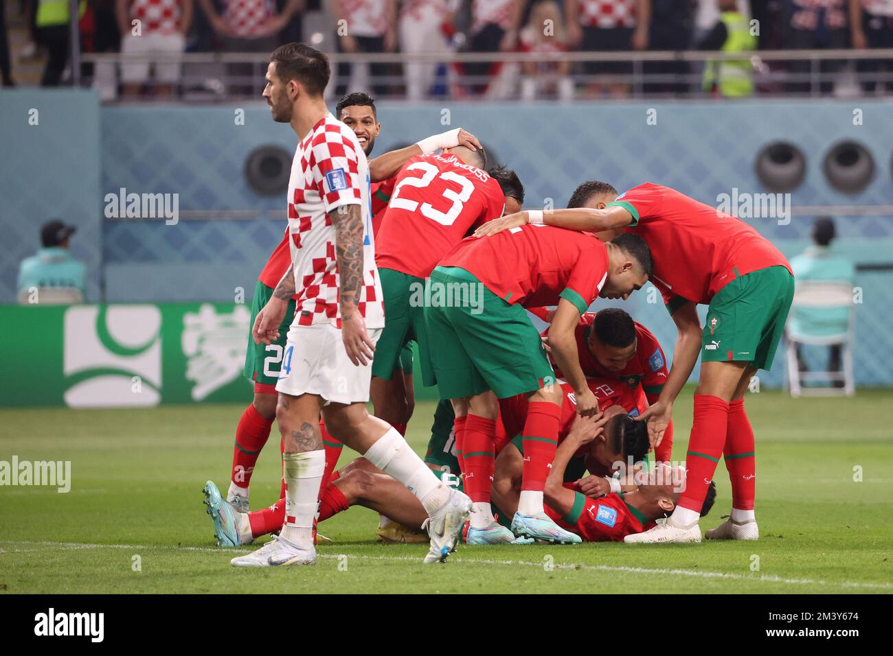 Achraf Dari of Morocco celebrates after scoring his team's first goal ...