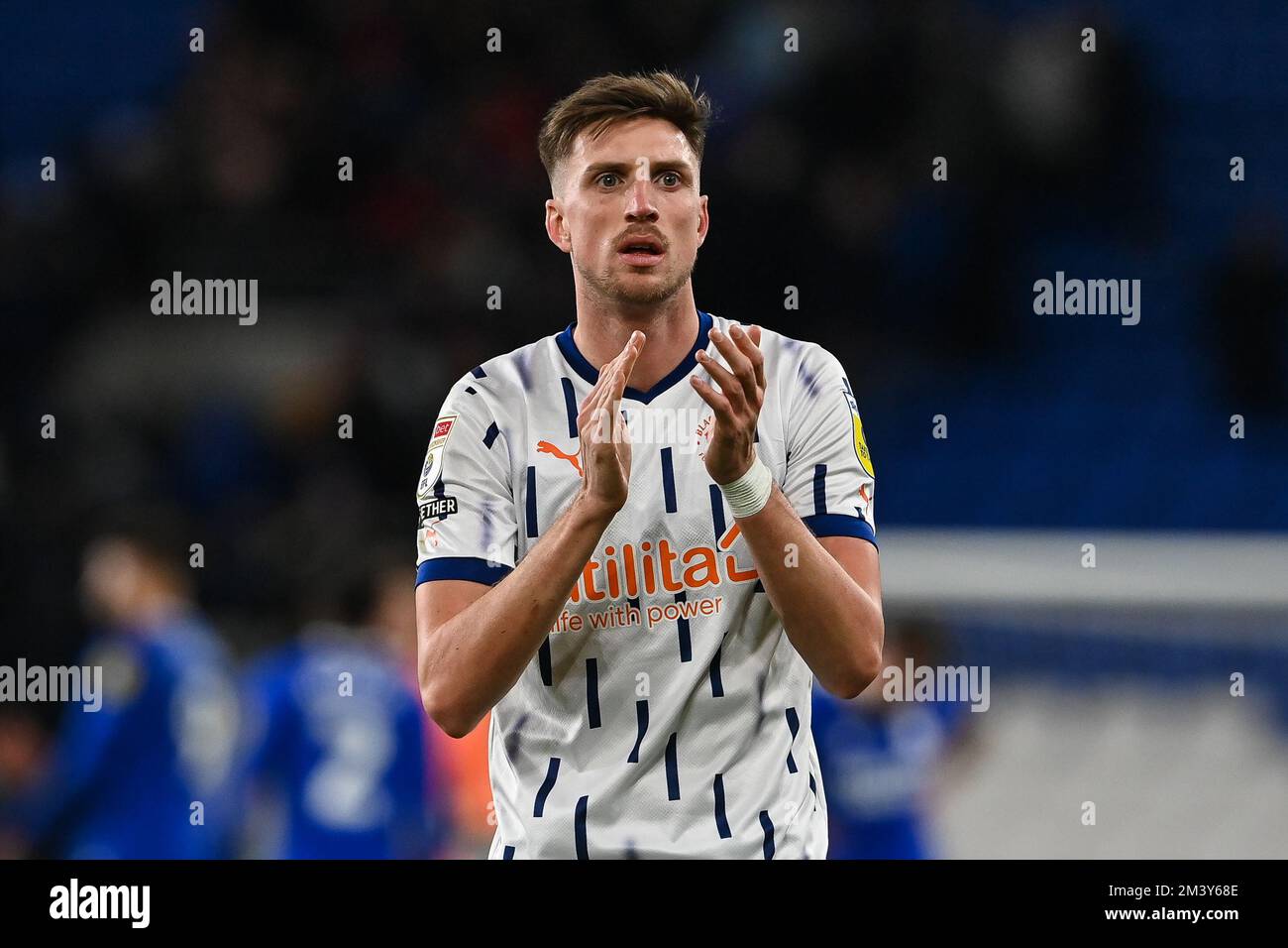Jake Beesley #18 of Blackpool applauds the fans at the end of the Sky ...