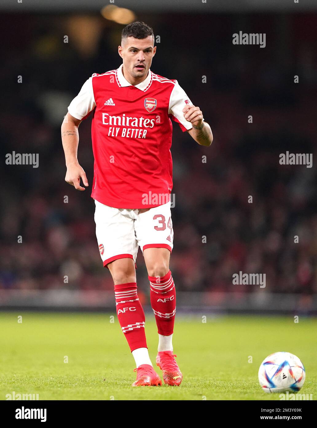 Arsenal's Granit Xhaka in action during a friendly match at Emirates ...