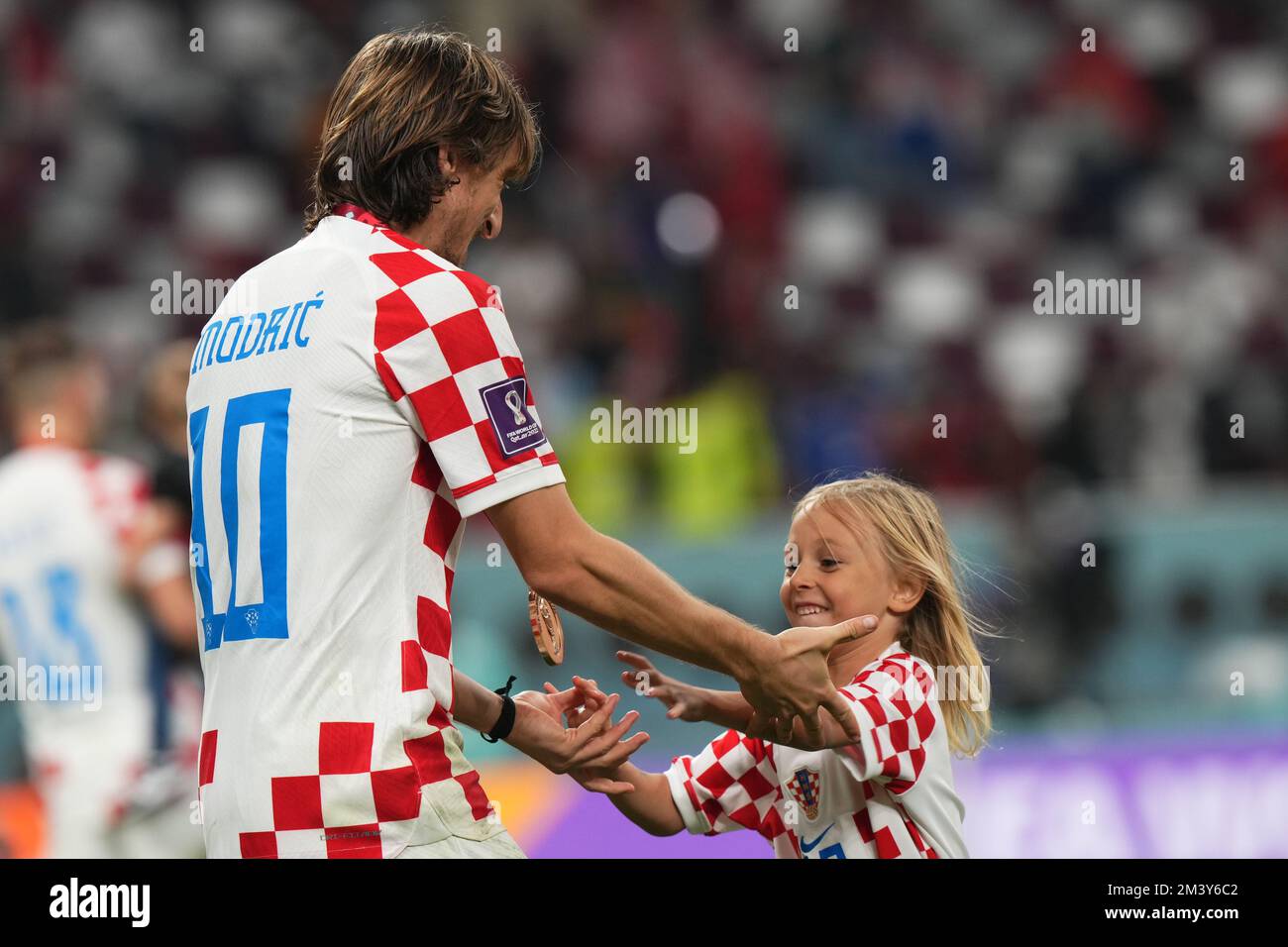 Doha, Qatar. 17th Dec, 2022. Luka Modric of Croatia with his daughter ...