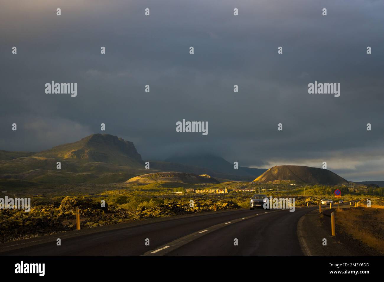 Grabrok Volcanic Crater Inactive Volcano with Green Moss in Iceland ...