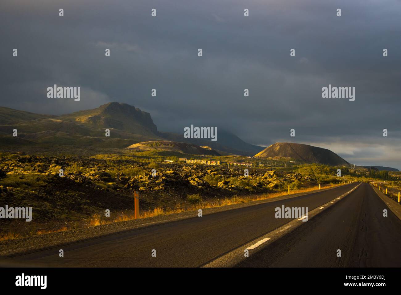 Grabrok Volcanic Crater Inactive Volcano with Green Moss in Iceland ...