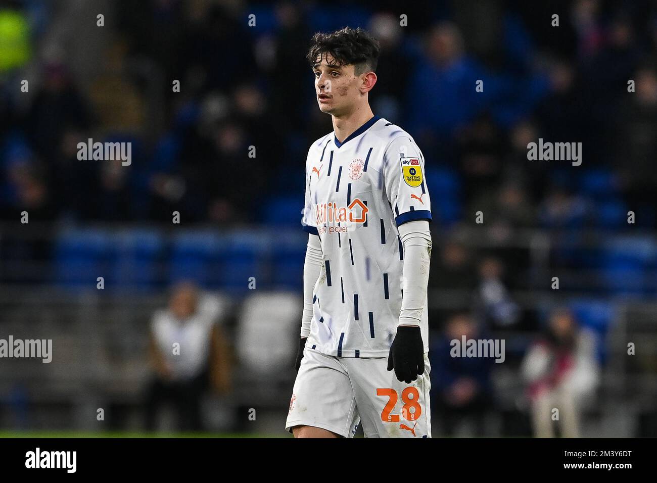 Charlie Patino #28 of Blackpool during the Sky Bet Championship match ...