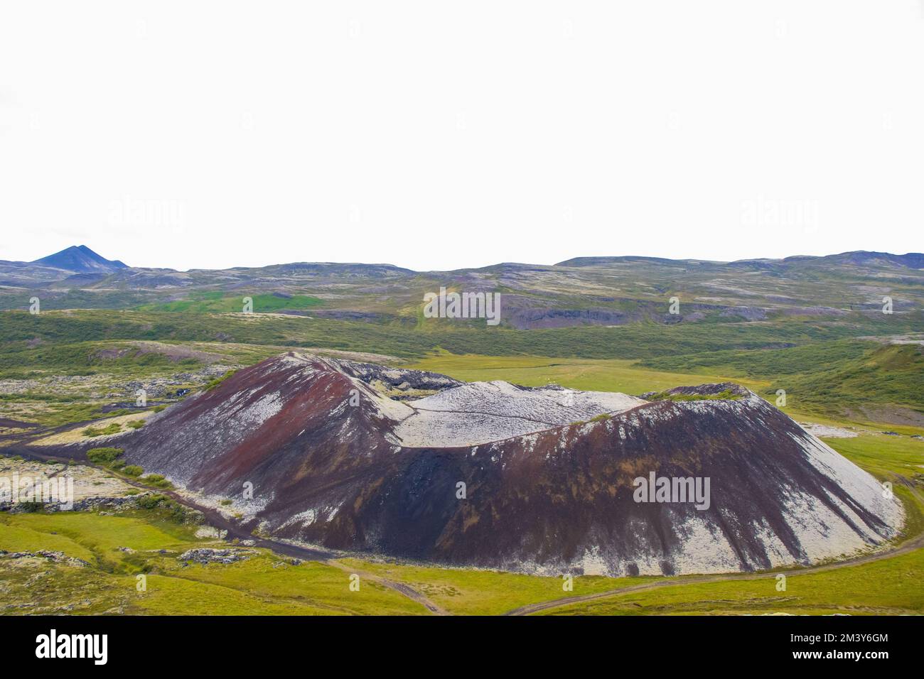 Grabrok Volcanic Crater Inactive Volcano with Green Moss in Iceland ...