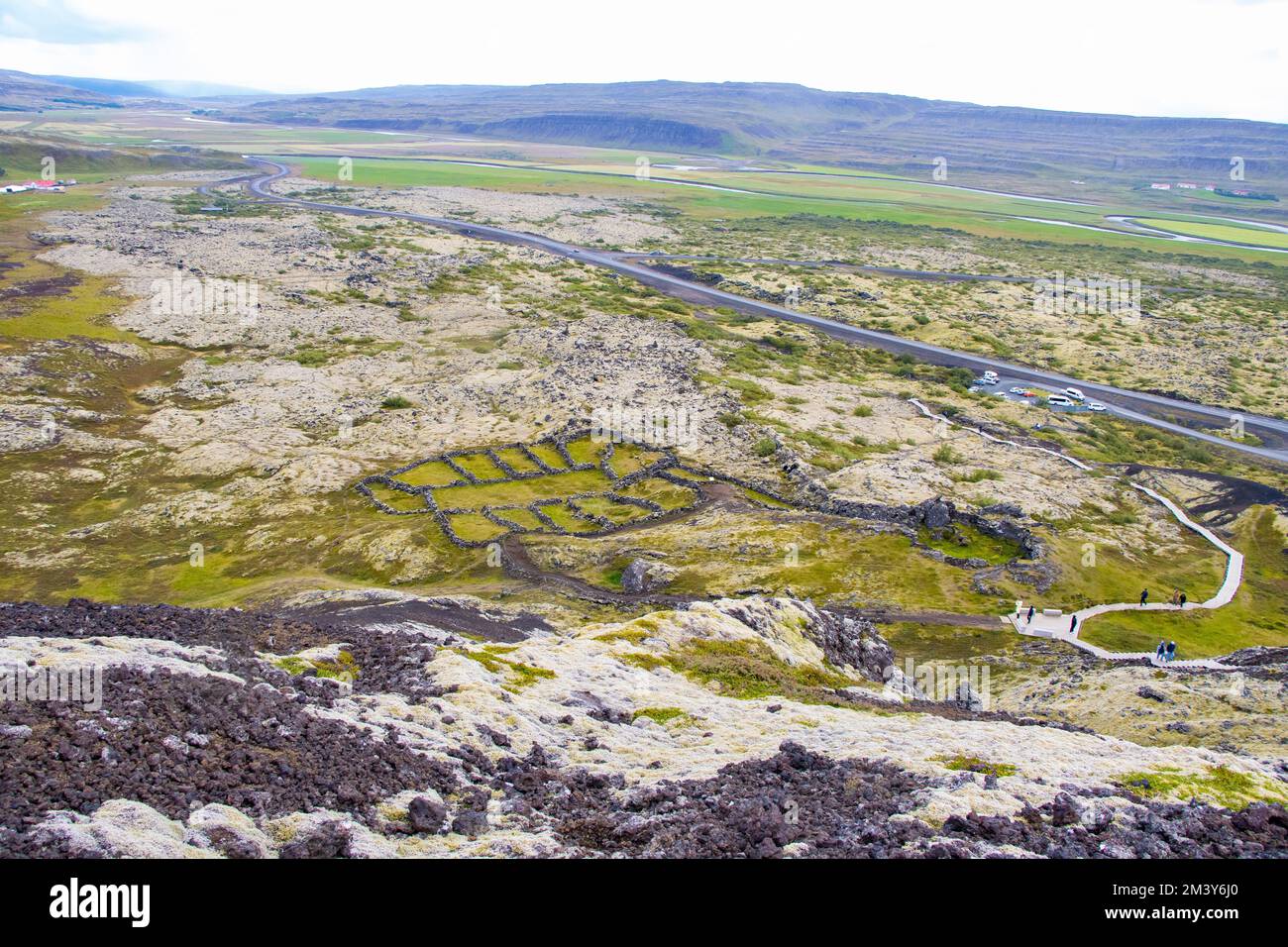 Grabrok Volcanic Crater Inactive Volcano with Green Moss in Iceland ...