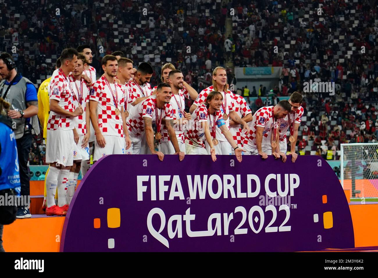 Doha, Qatar. 17th Dec, 2022. Croatia players celebrating the 3rd place ...