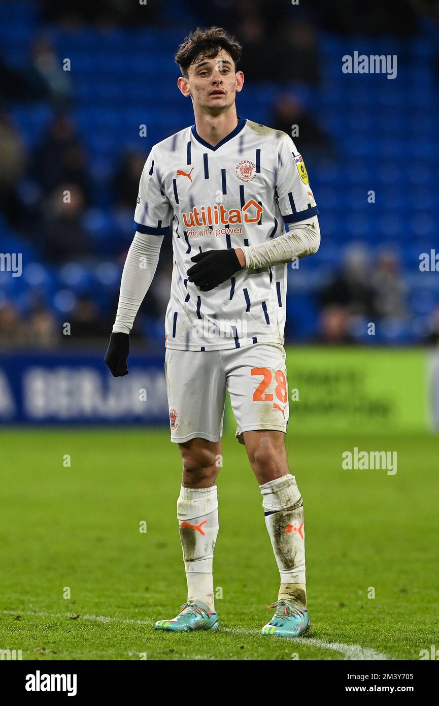 Charlie Patino #28 of Blackpool during the Sky Bet Championship match ...