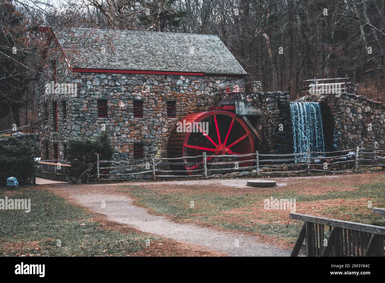 The famous Wayside Inn Grist Mill in Marlborough, Massachusetts Stock ...