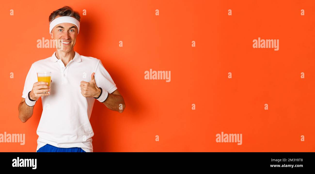 Concept of workout, gym and lifestyle. Image of fit middle-aged man ...