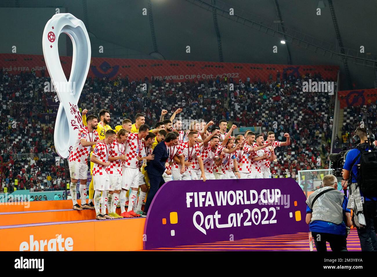 Doha, Qatar. 17th Dec, 2022. Croatia players celebrating the 3rd place ...