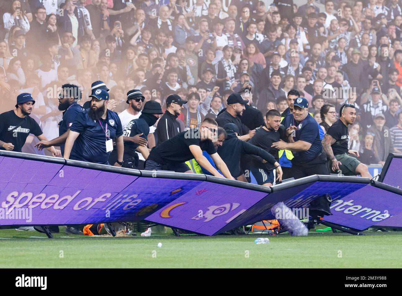 Melbourne victory fans invade pitch hi-res stock photography and images ...
