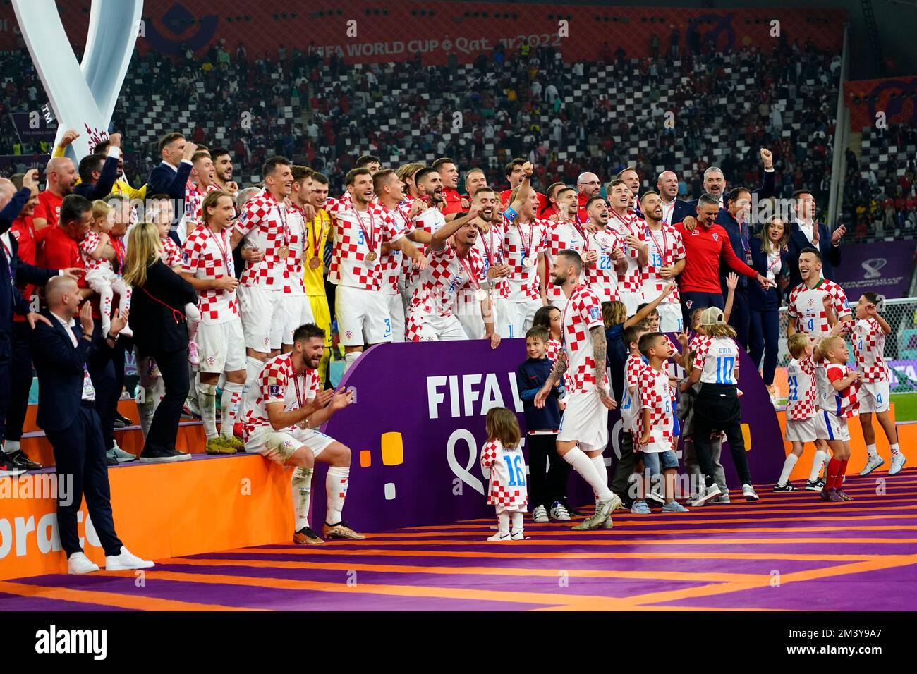 Croatia players celebrating the 3rd place during the FIFA World Cup ...