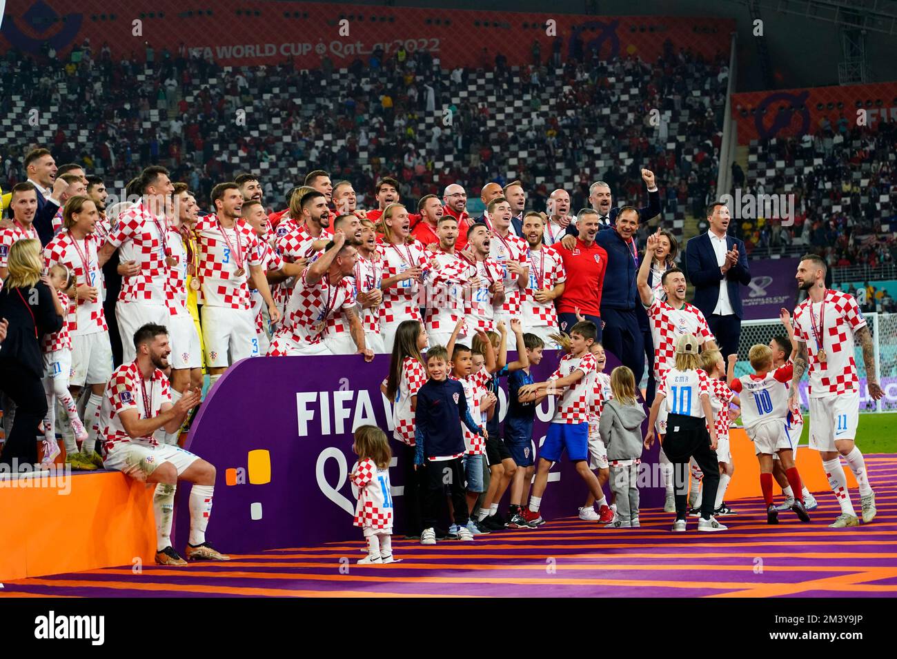 Croatia players celebrating the 3rd place during the FIFA World Cup ...