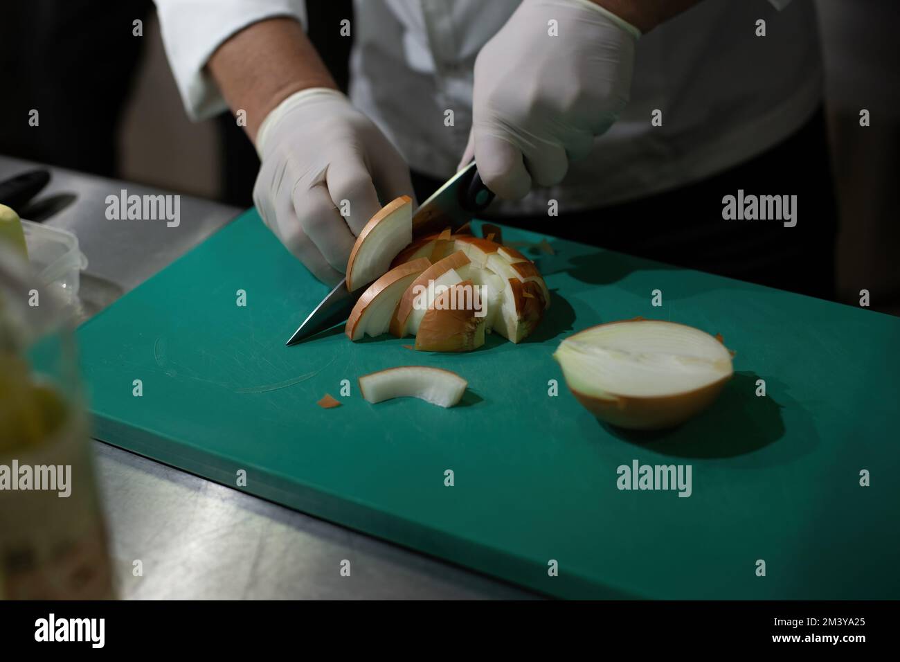 Hands cutting onion chopping close hi-res stock photography and images ...
