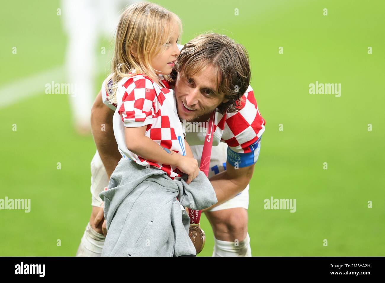 Doha, Qatar. 17th Dec, 2022. Luka Modric of Croatia and his daughter ...